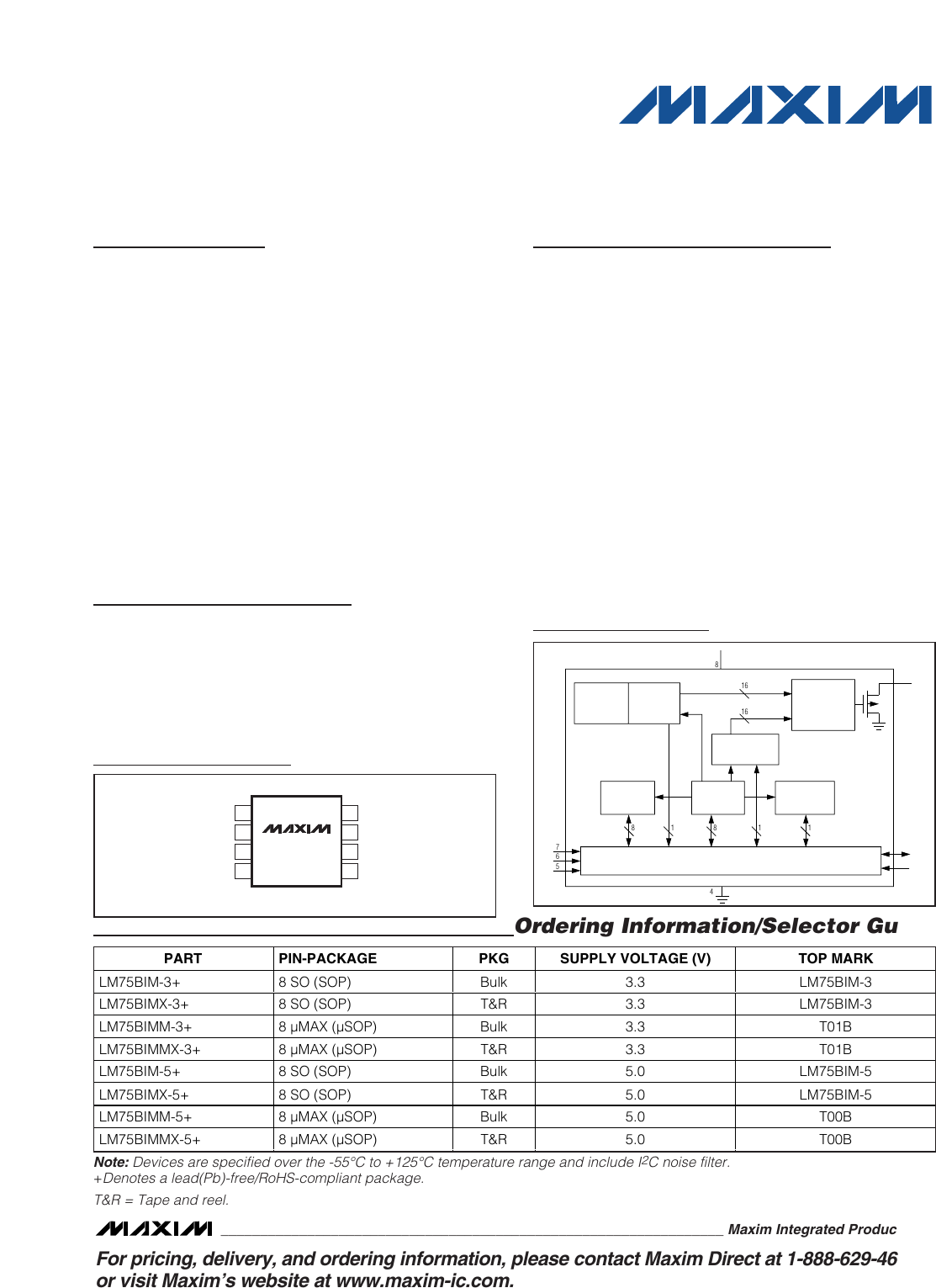 LM75 Datasheet by Maxim Integrated | Digi-Key Electronics